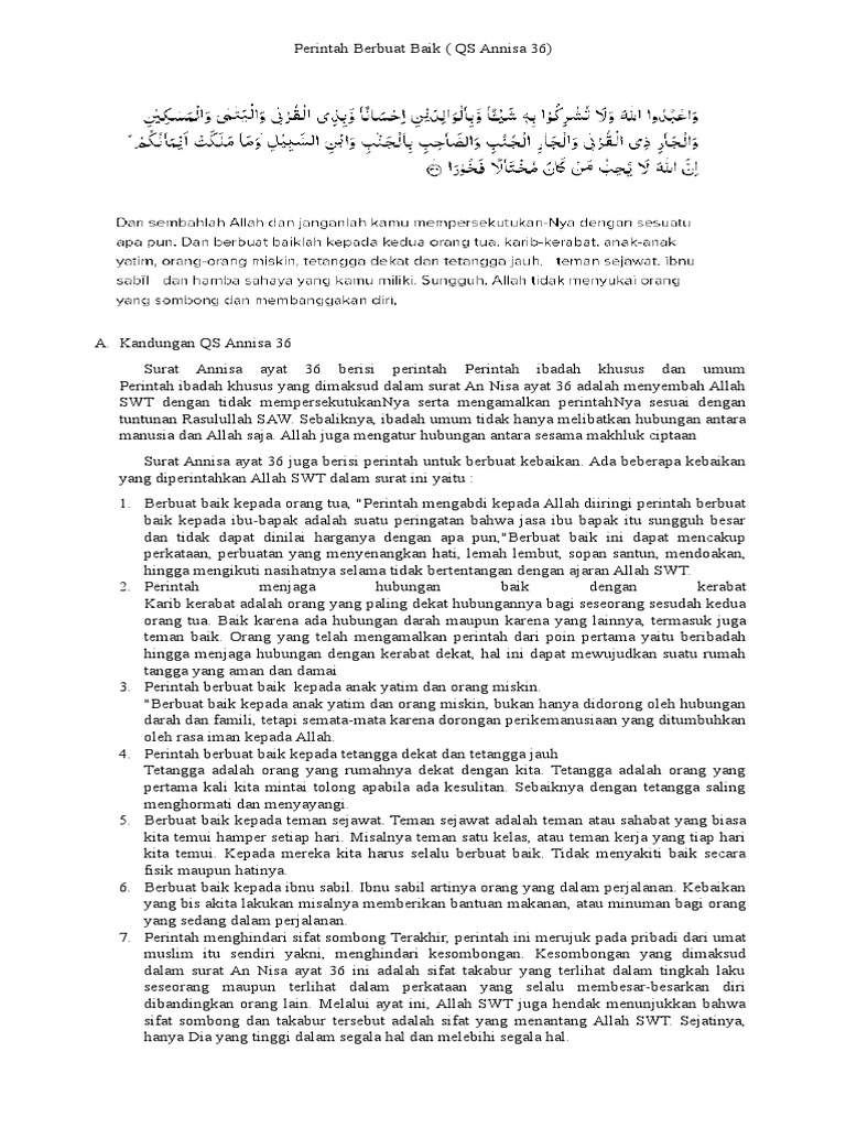 Materi PAI KLS 4 Sesuai CP Berbuat Baik | PDF