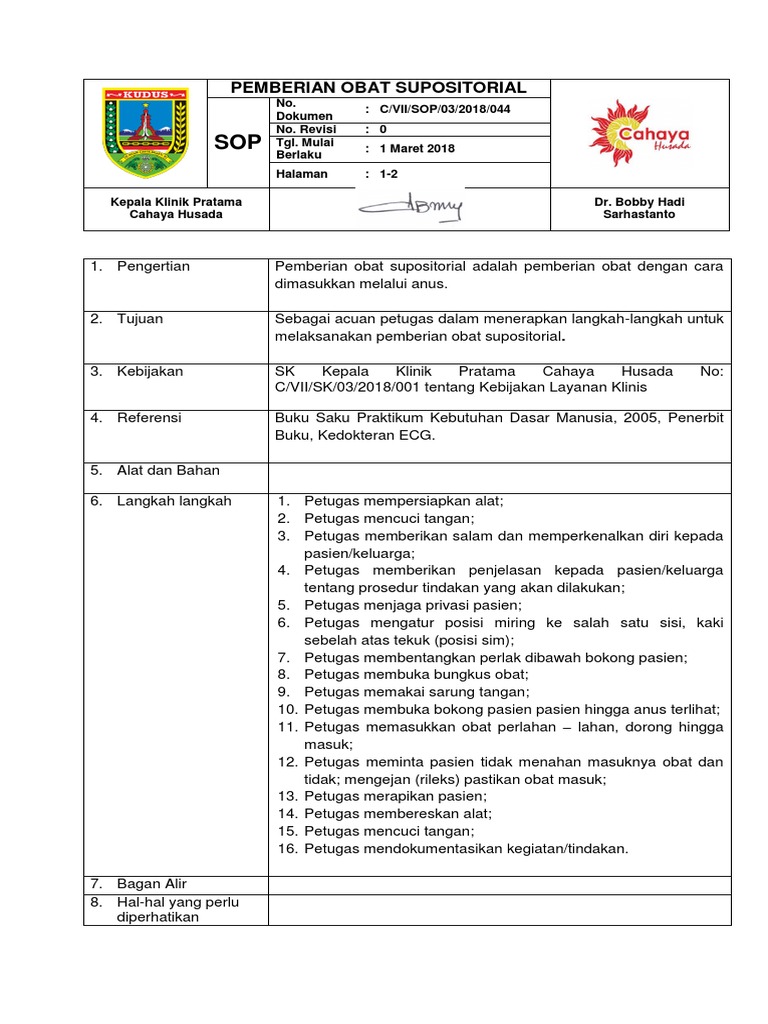 Sop Pemberian Obat Supositorial | PDF