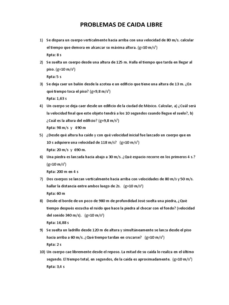 Tarea de Caida Libre | PDF