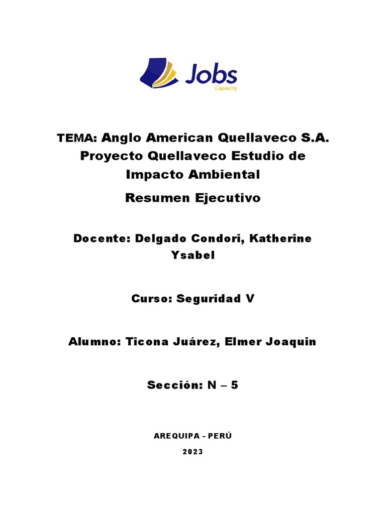 Resumen Del Contenido de EIA | PDF | Evaluación de impacto ambiental | Minería