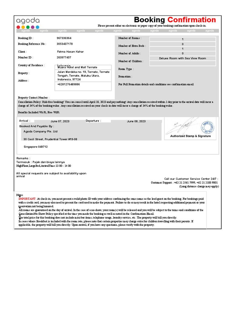 Voucher Muara Agoda Fat GU 1 2023 | PDF | Service Industries