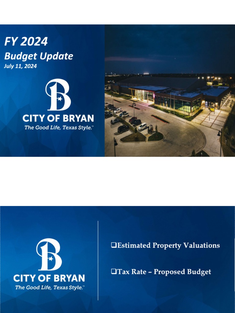 City of Bryan FY 2024 Budget Workshop Presentation | PDF