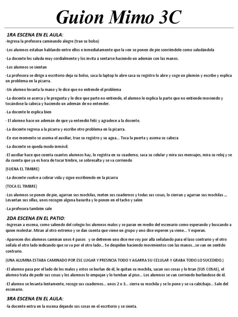 Guión Mimo 3C | PDF | Artes del Lenguaje y Comunicación | Arte