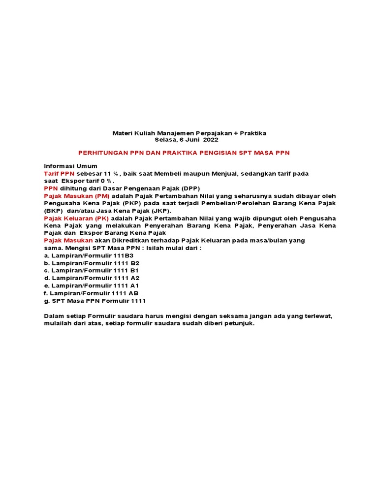 Materi SPT PPN | PDF | Hukum