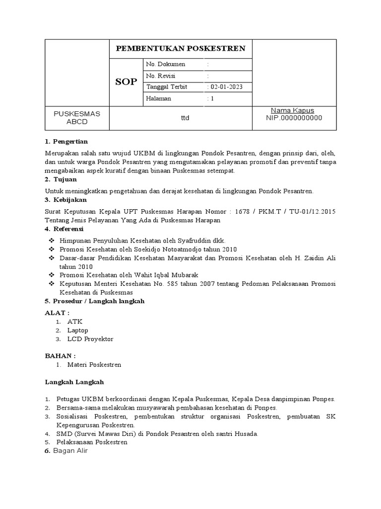 Sop Pembentukan Poskestren | PDF
