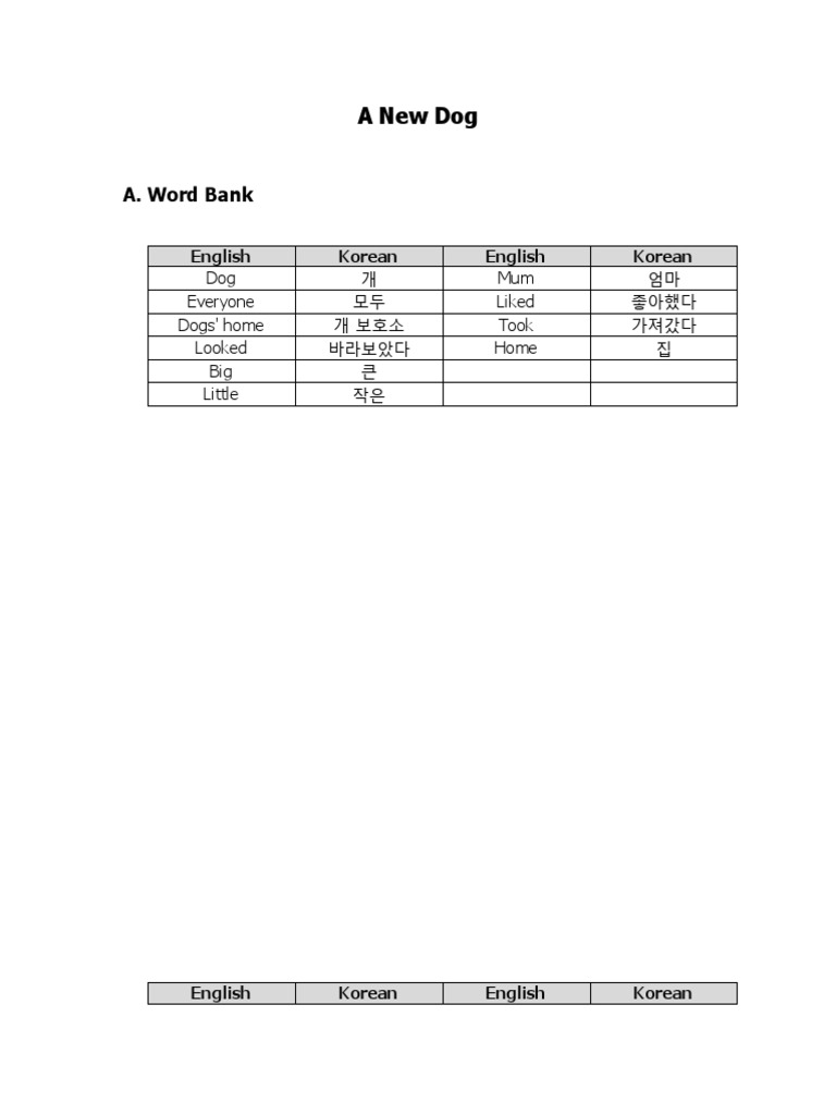 A New Dog - Worksheet O | PDF