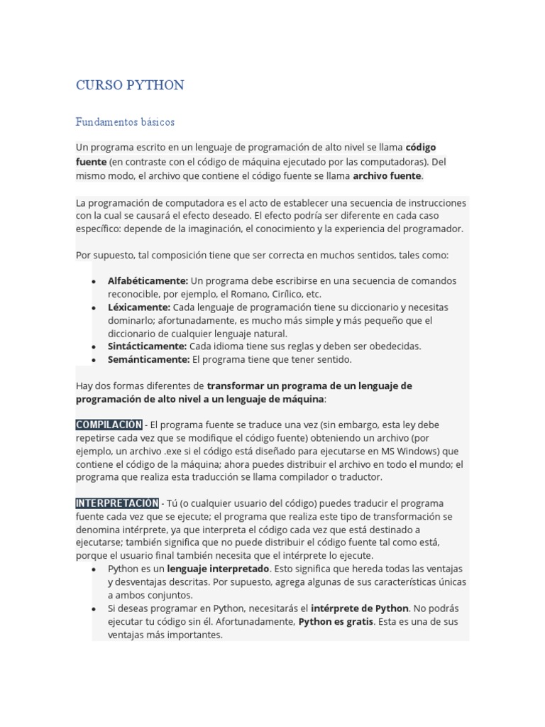 Curso Python | PDF | Programación | Programa de computadora