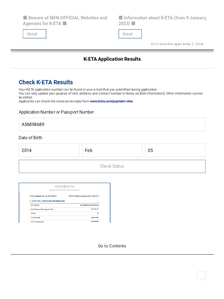 Check K-ETA Application Results | PDF