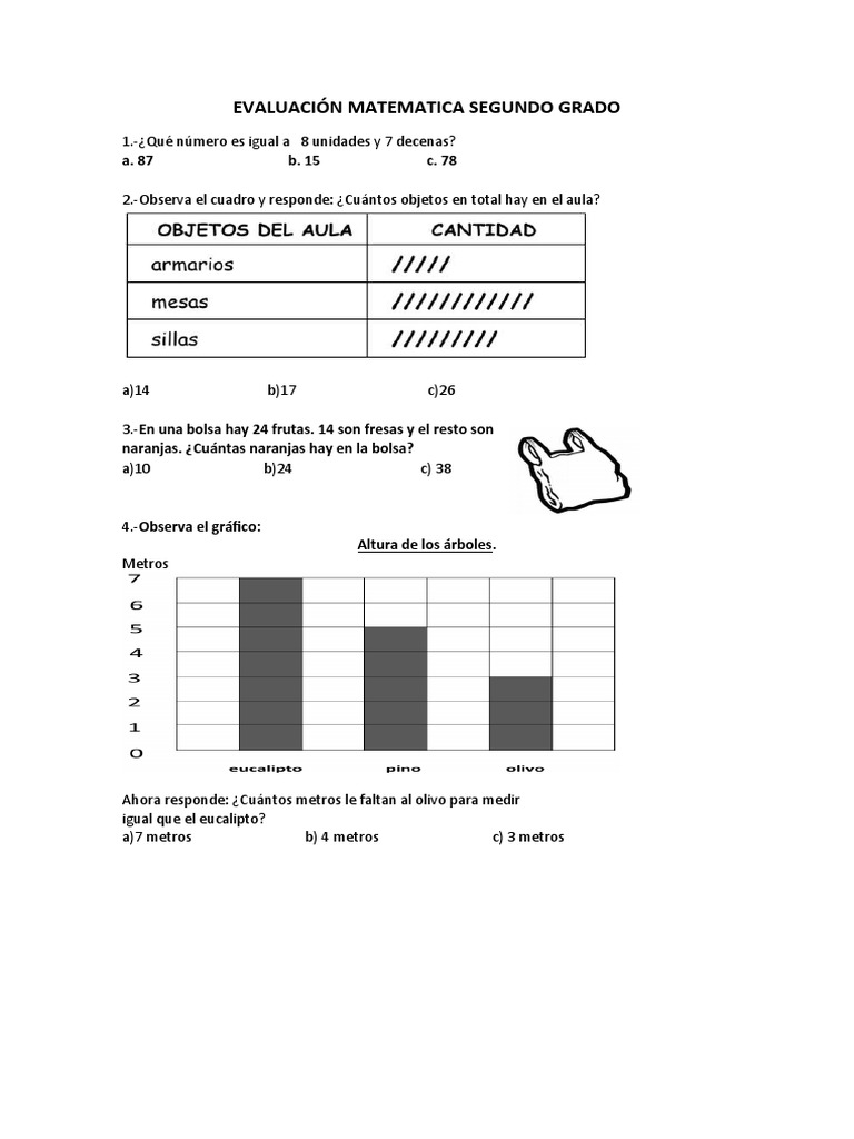 EVALUACIÓN MATEMATICA SEGUNDO GRADO Proceso-Matematica | PDF