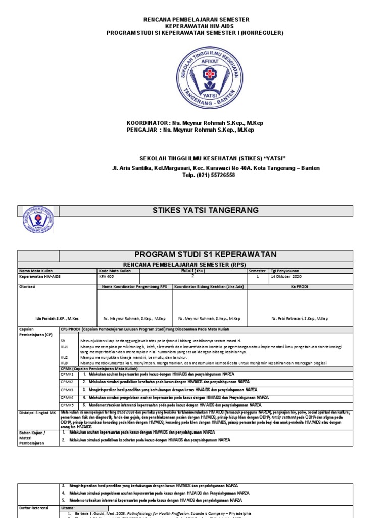 RPS Kep HIVAIDS - Rina | PDF | Sains & Matematika