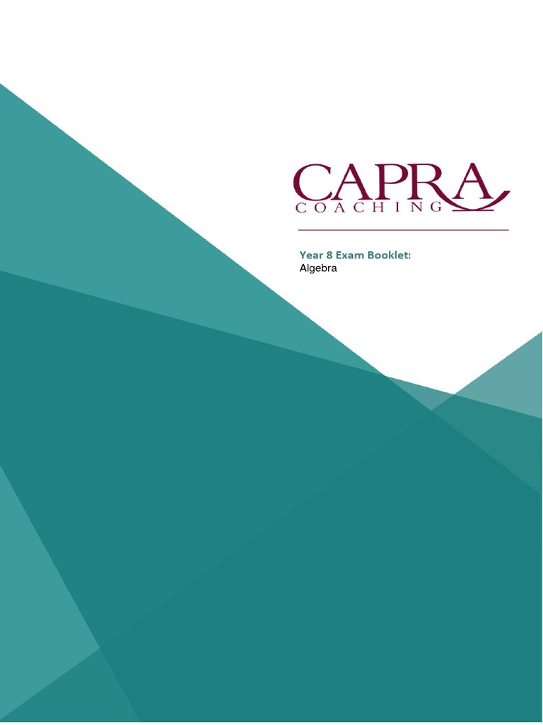 Year 8 Algebra Exam Booklet | PDF | Algebra | Mathematics