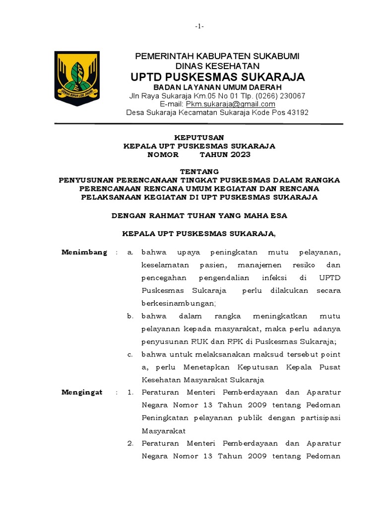 SK. Penyusunan RUK Dan RPK | PDF