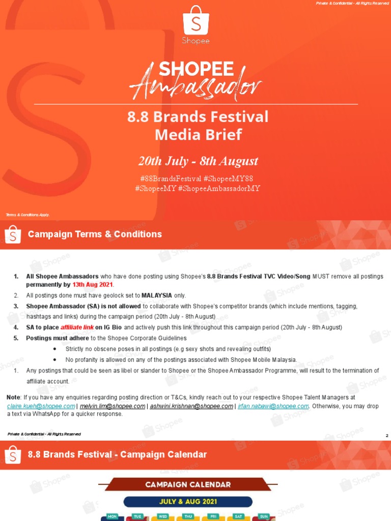 (Shopee Ambassador) 8.8 Brands Festival Media Brief | PDF | Social ...