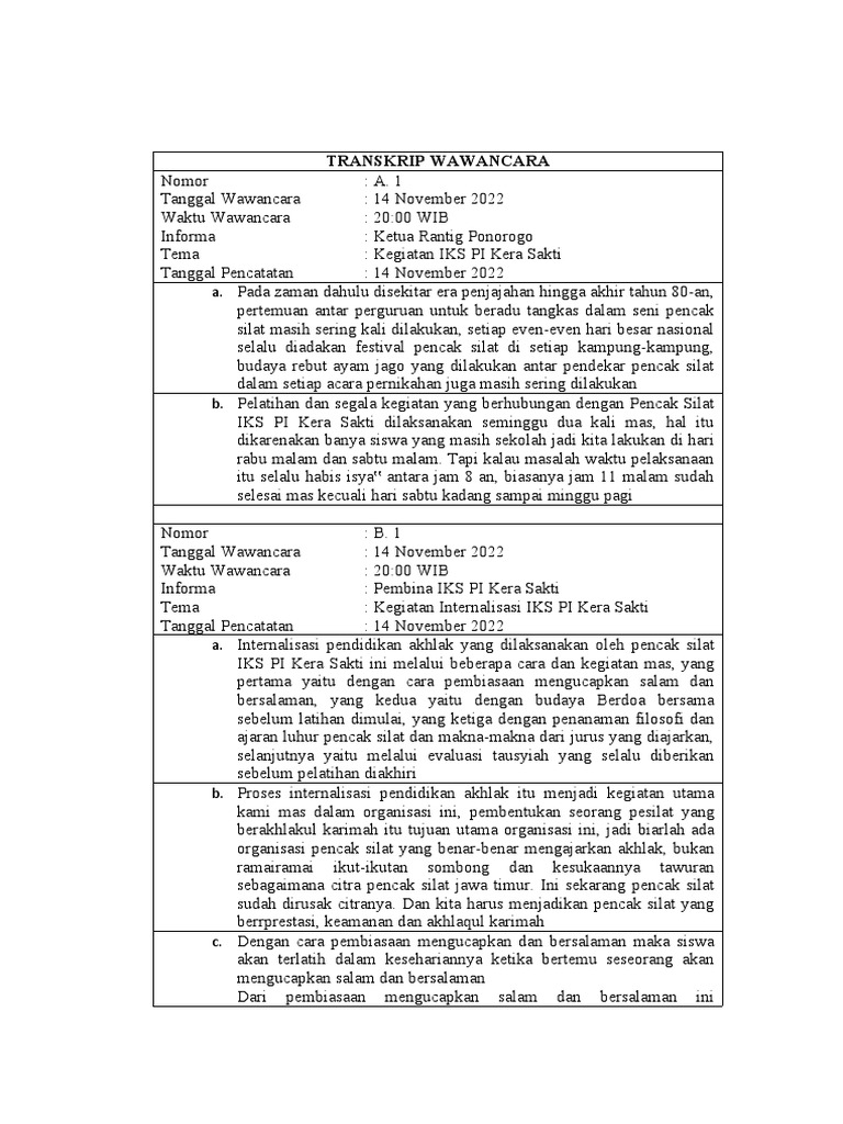 Transkrip Wawancara | PDF