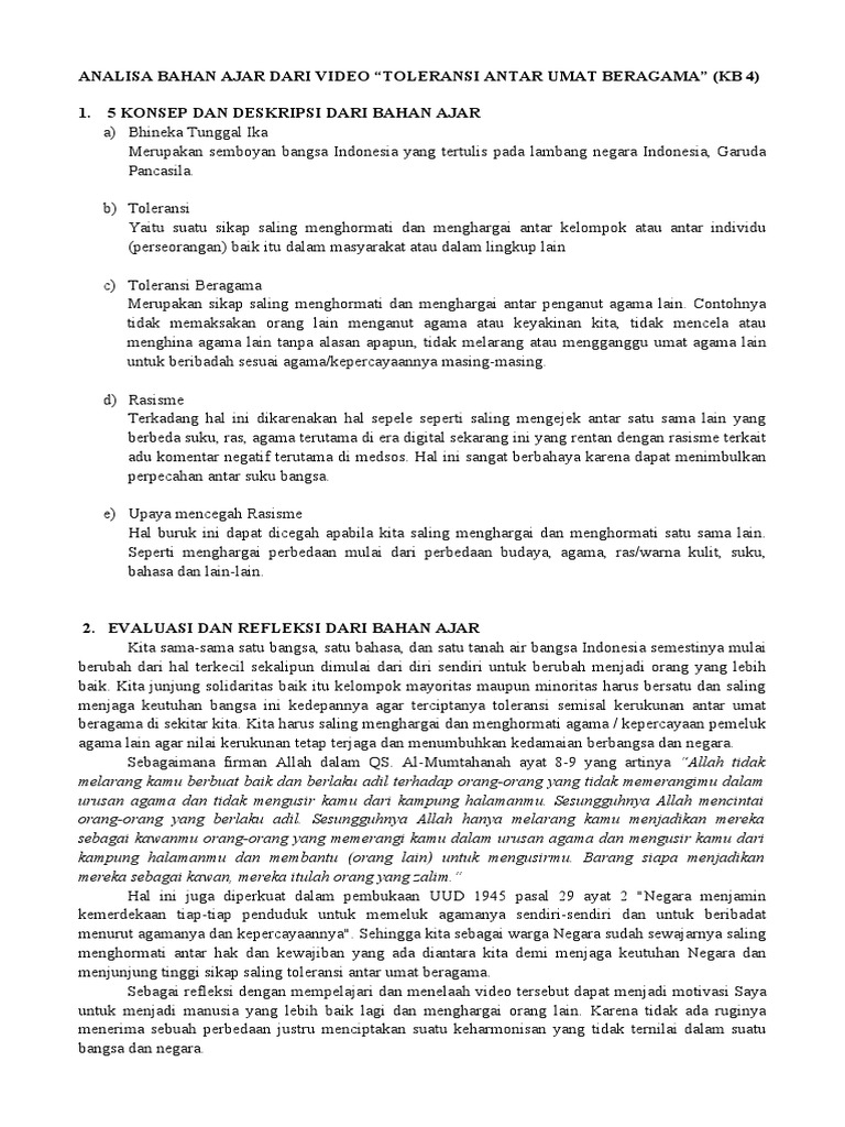 Analisa Bahan Ajar KB 4 (PAI Kontemporer) | PDF