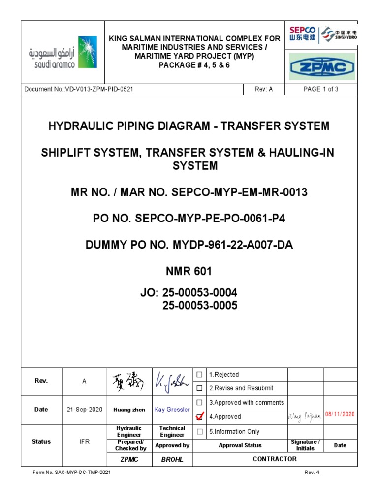 VD V013 ZPM PID 0521HydraulicPipingDiagram Transfersystem | PDF