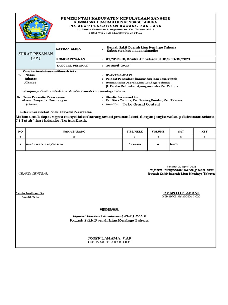 Model Surat Pesanan | PDF