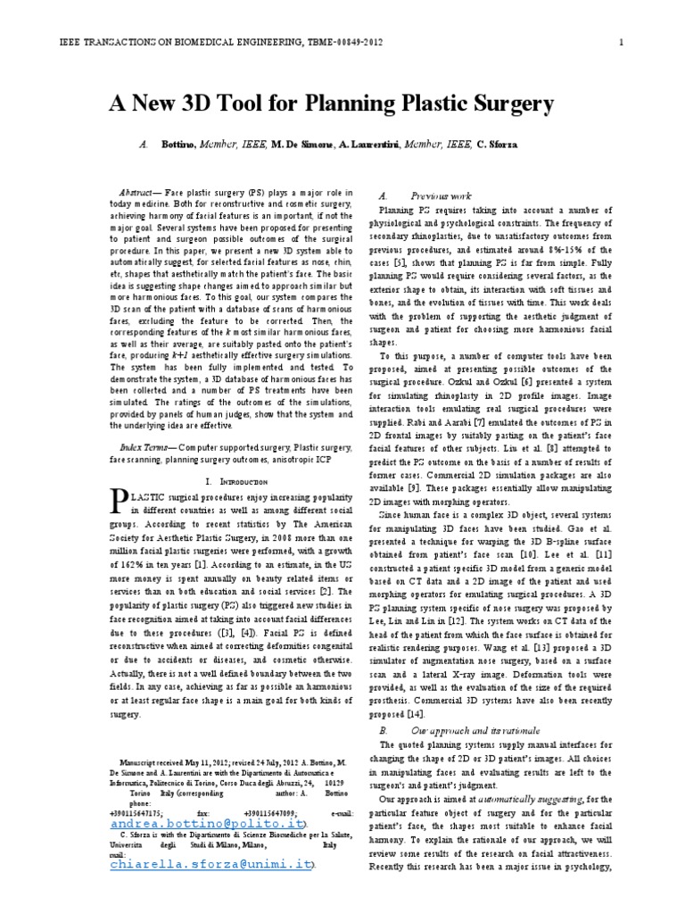 A New 3D Tool For Planning Plastic Surgery | PDF | Texture Mapping | Plastic Surgery