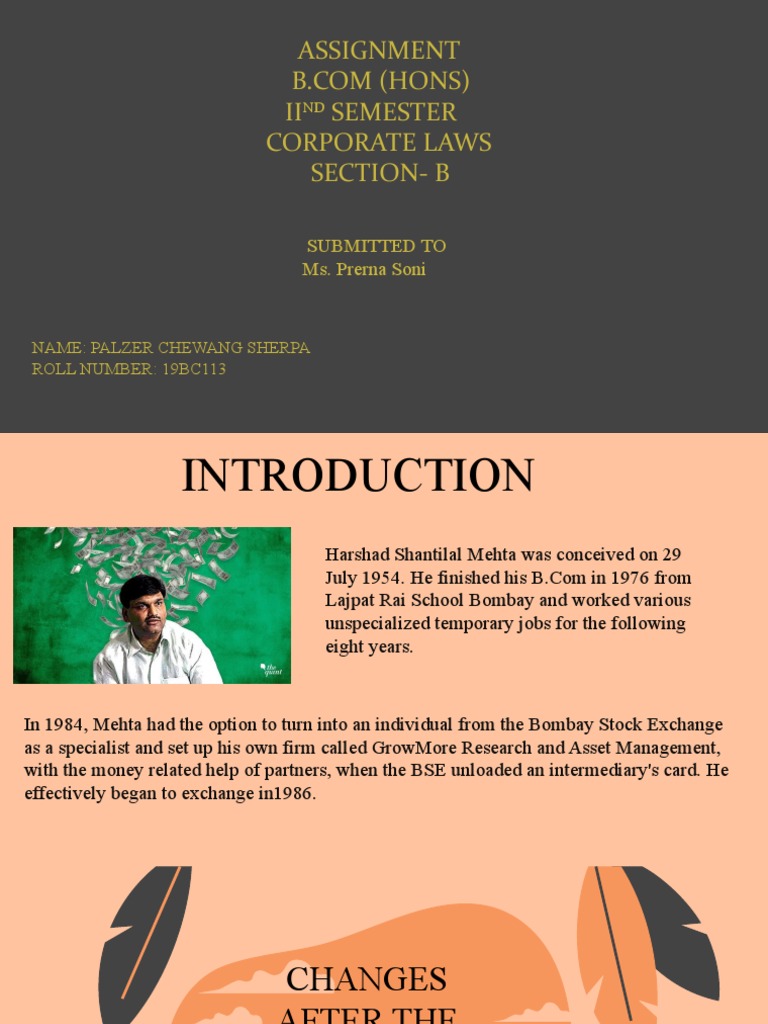 HARSHAD - MEHTA Claw Presentation | PDF | Financial Markets | Justice