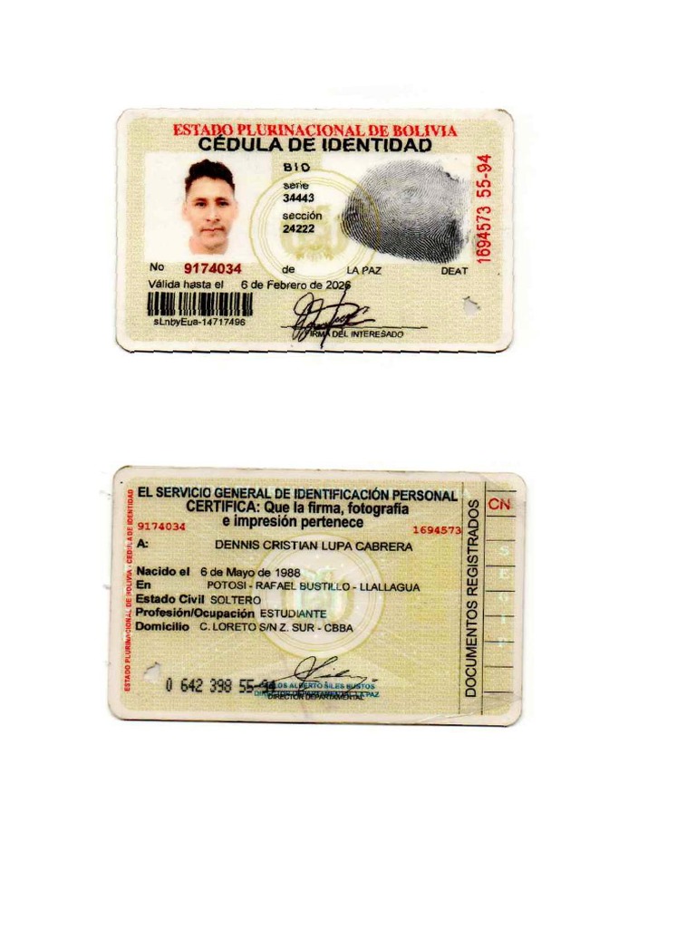 CARNET DE IDENTIFICACIÓN PERSONAL | PDF