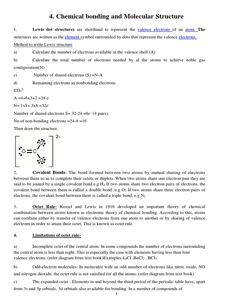 Chemical Bonding Notes Pdf Chemical Bond Chemical Polarity