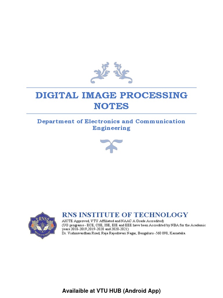 Digital Image Processing Notes: Rns Institute of Technology | PDF ...