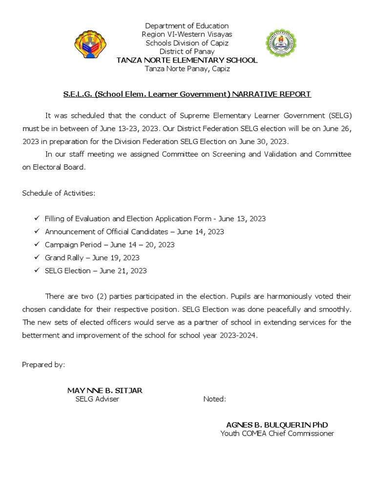 SELG - Narrative Report | PDF