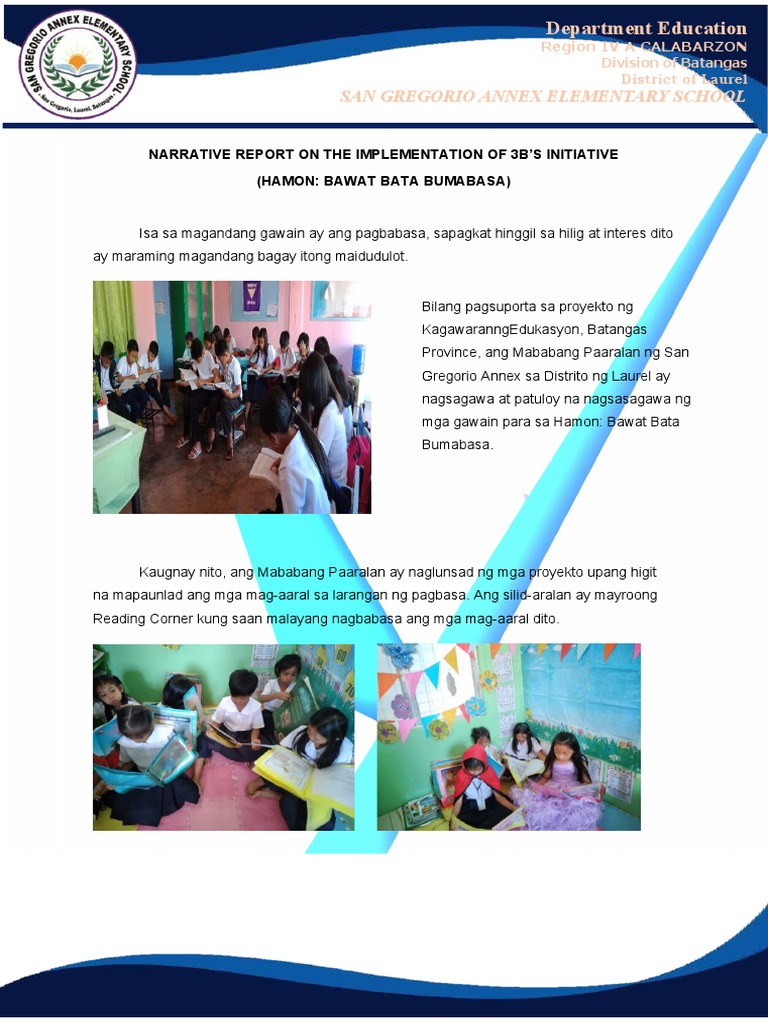 SG-ANNEX NARRATIVE REPORT ON THE IMPLEMENTATION OF 3B's | PDF