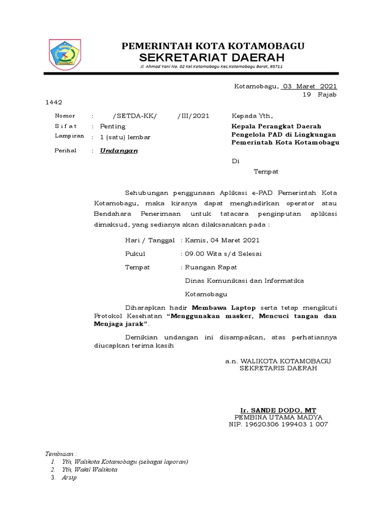 SURAT Undangan Setda | PDF