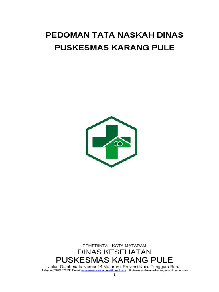 Tata Naskah Dinas Puskesmas Karang Pule | PDF | Bisnis