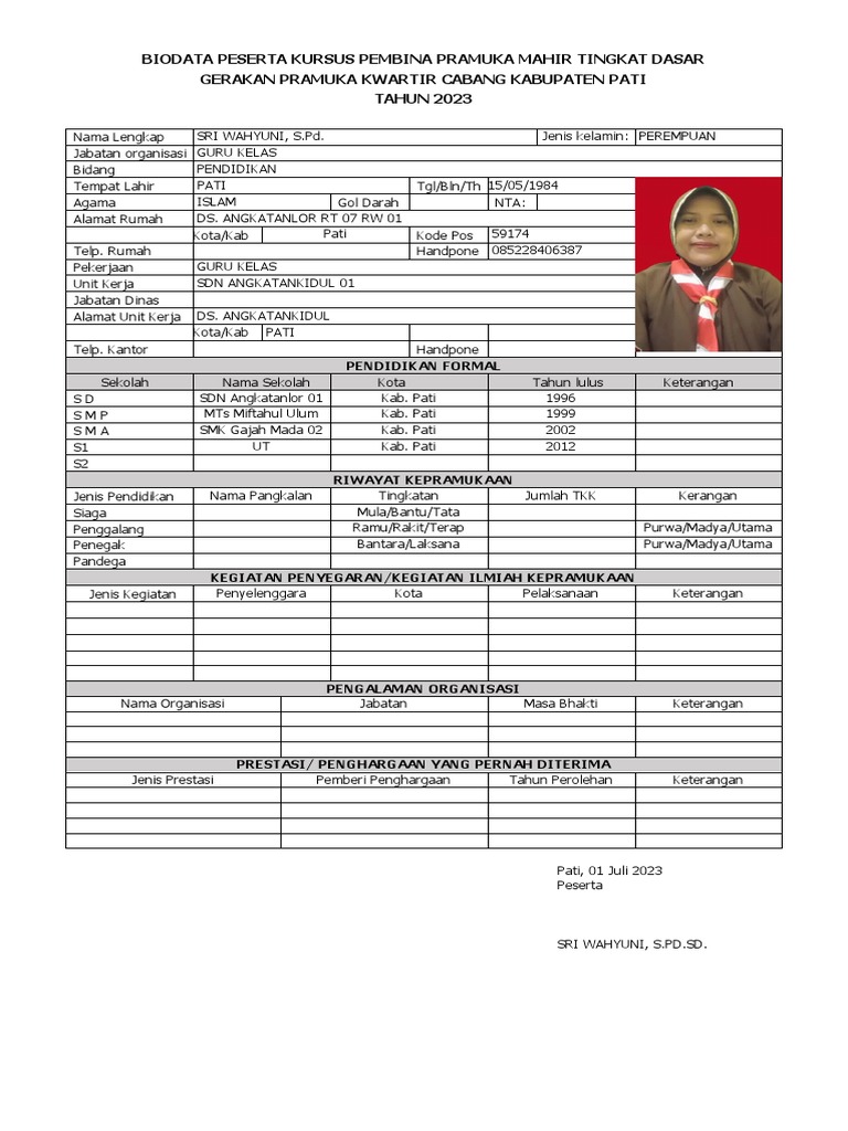 Form. Biodata Peserta KMD | PDF