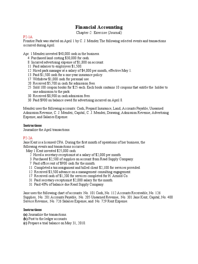 Fin. Acc - Chapter-2 Journal | PDF | Expense | Business