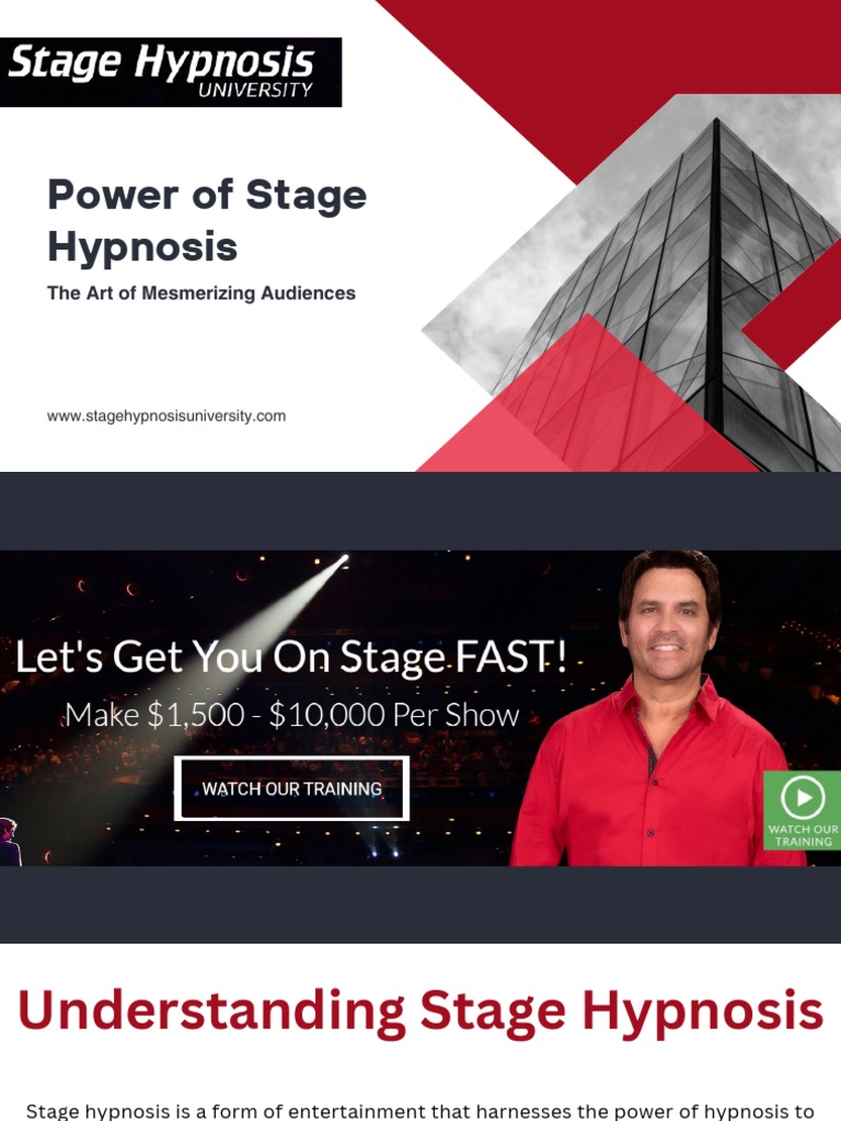 Power of Stage Hypnosis The Art of Mesmerizing Audiences | PDF | Career ...