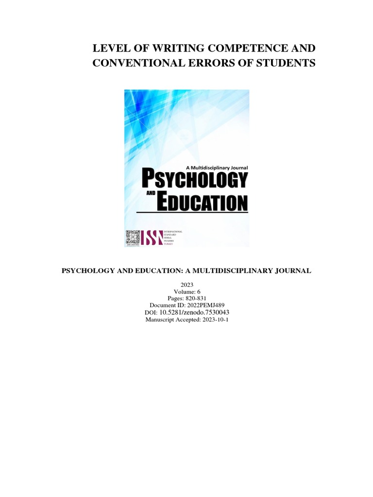 Level of Writing Competence and Conventional Errors of Students | PDF ...