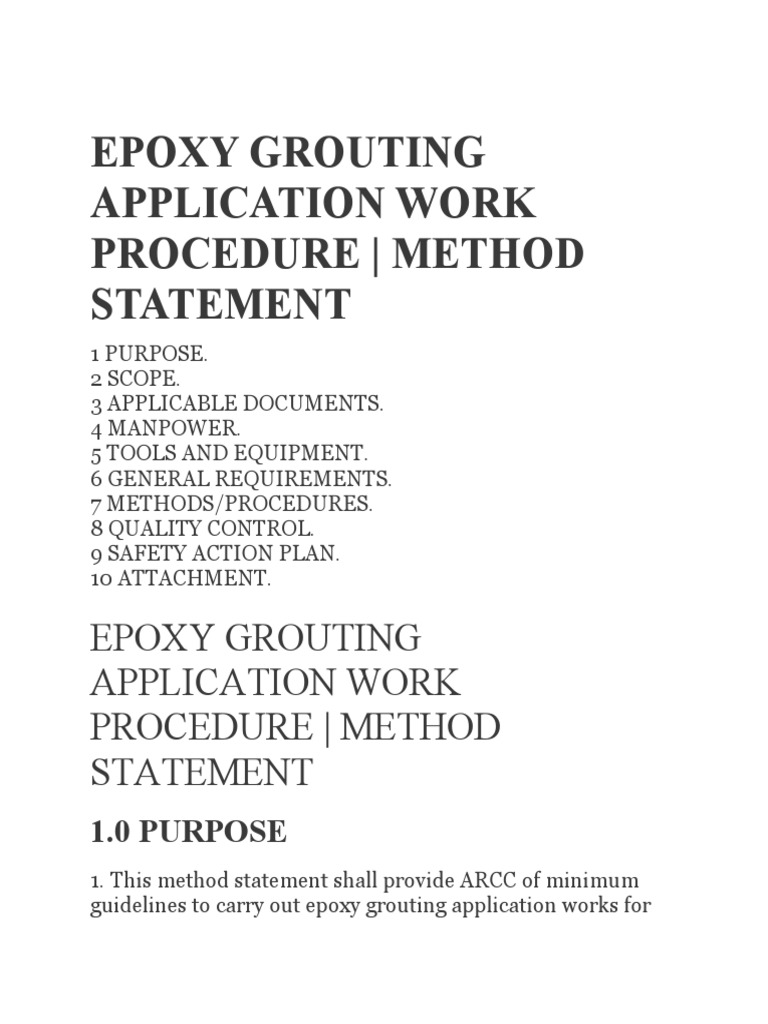Epoxy Grouting Application Procedure | PDF | Concrete | Epoxy