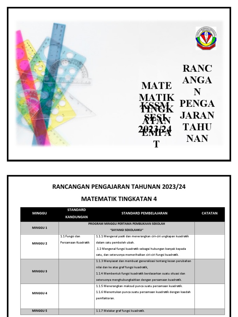 RPT Math Ting 4 23 - 24 (Versi BM) | PDF