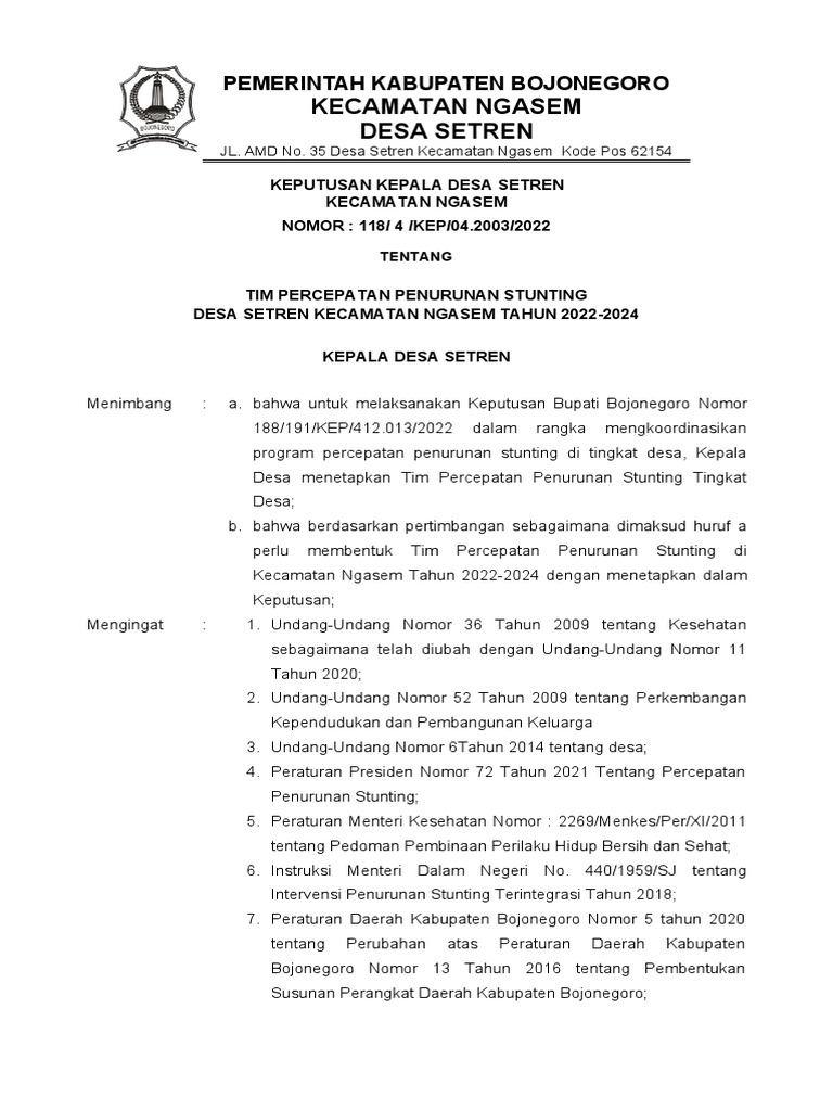 SK TPPS Desa Setren | PDF