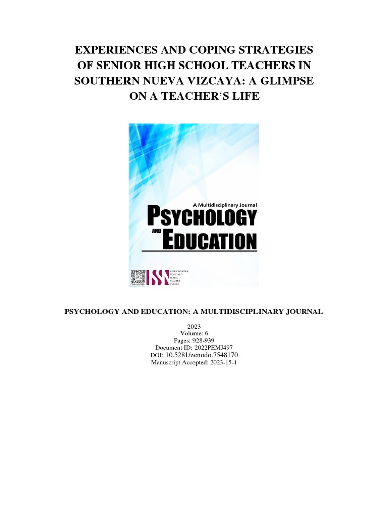 Experiences and Coping Strategies of Senior High School Teachers in ...