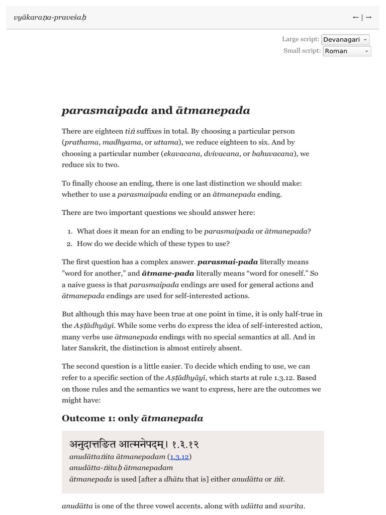 Parasmai Atmane Padani | PDF | Syntax | Linguistic Morphology