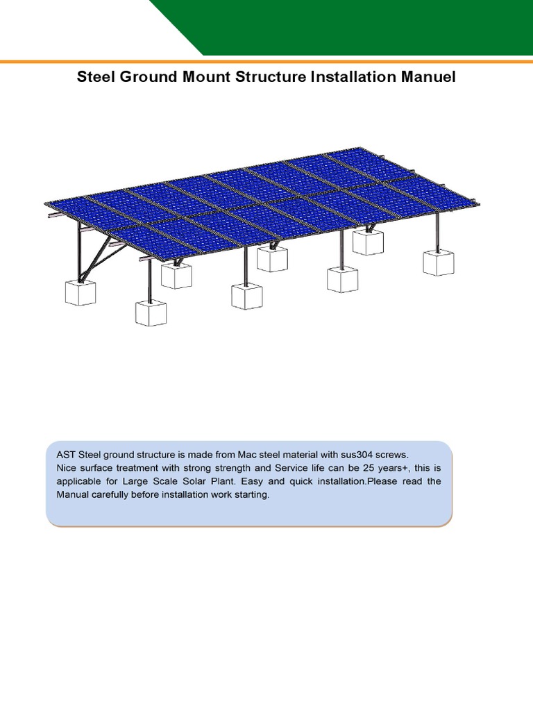 Steel Ground Mount Structure Installation Manual | PDF | Screw | Manufactured Goods