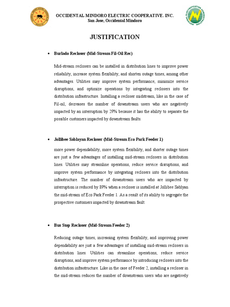 Justification Proposed Recloser | PDF | Electric Power Distribution ...