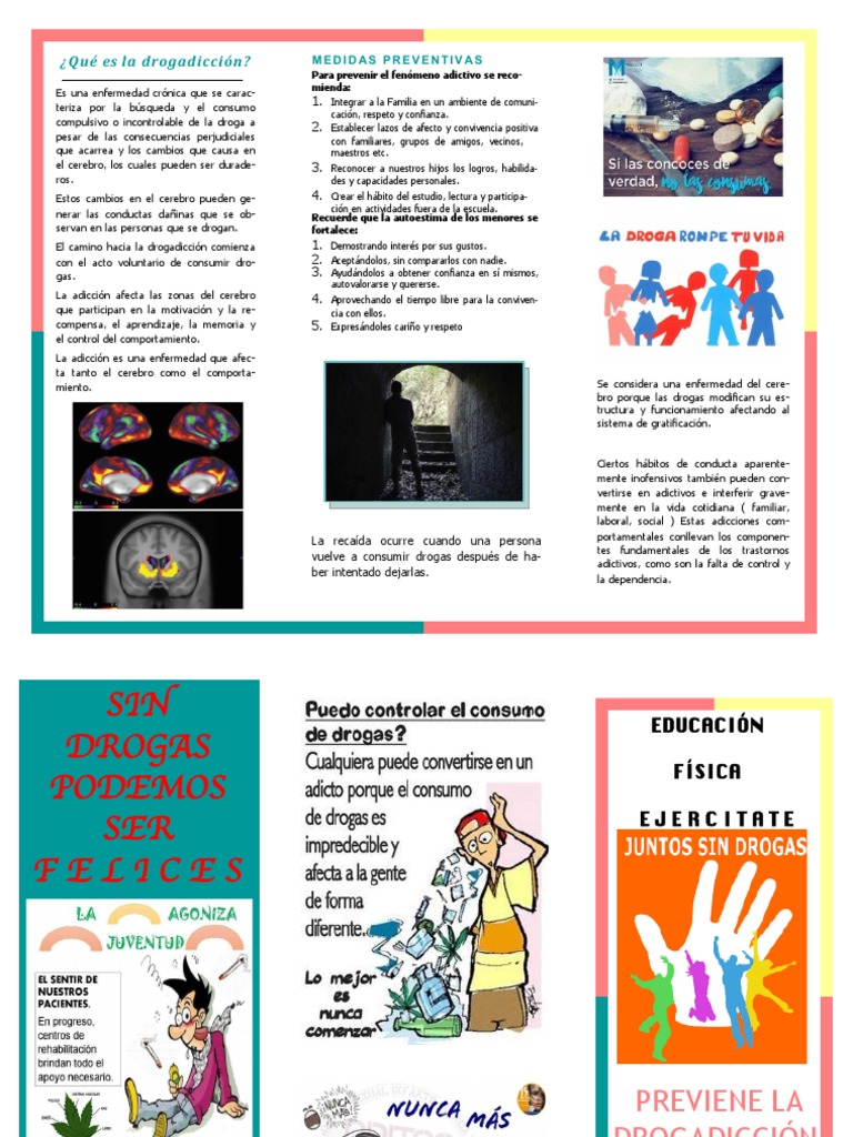 Triptico-de-las-drogas-DIFUSIÓN ARTURO | PDF | La dependencia de sustancias | Neurociencia