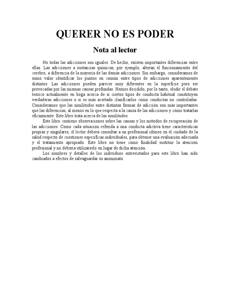 QUERER NO ES PODER Cap 2 | PDF | Drogas | Alcoholismo
