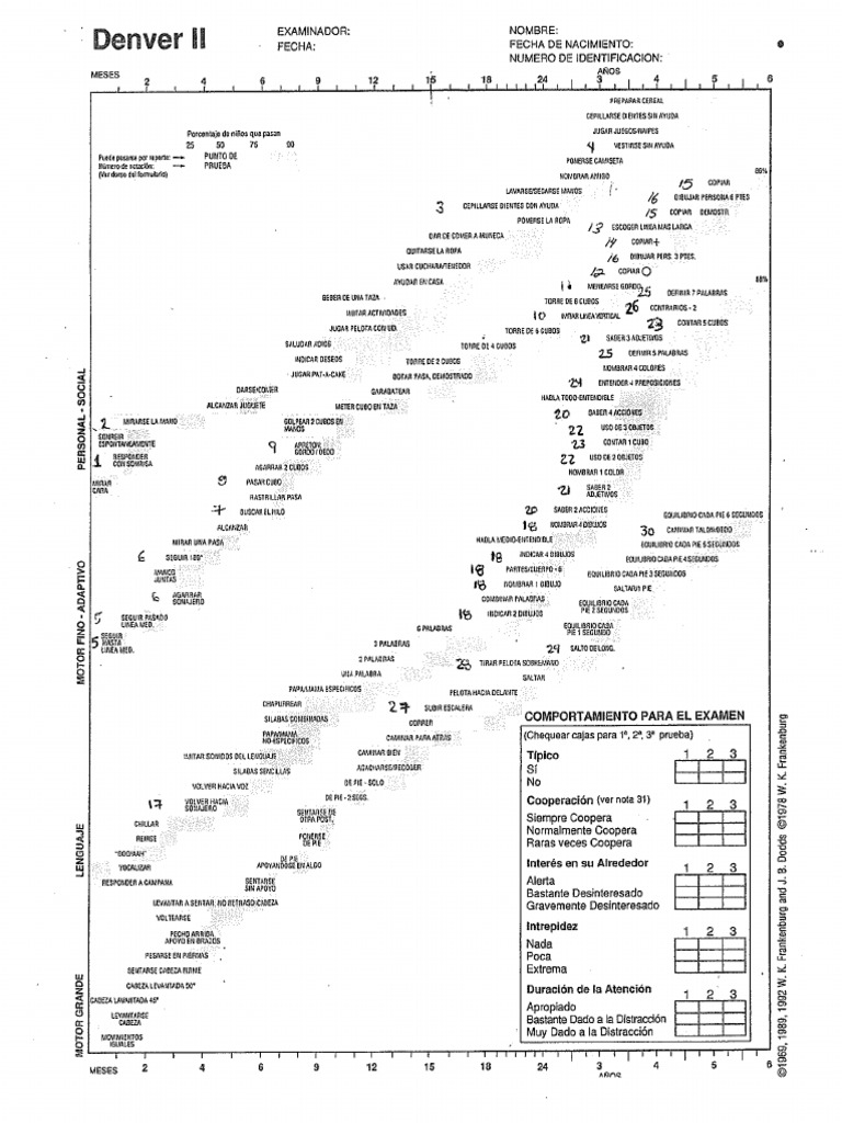 Protocolo DFH Bender DENVER II Pruebas Psicologia | PDF