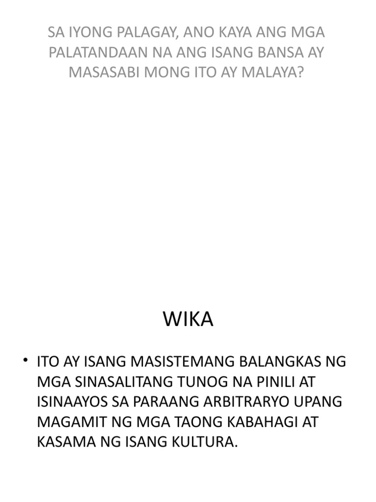 Sa Iyong Palagay, Ano Kaya Ang Mga Palatandaan Na Ang Isang Bansa Ay ...