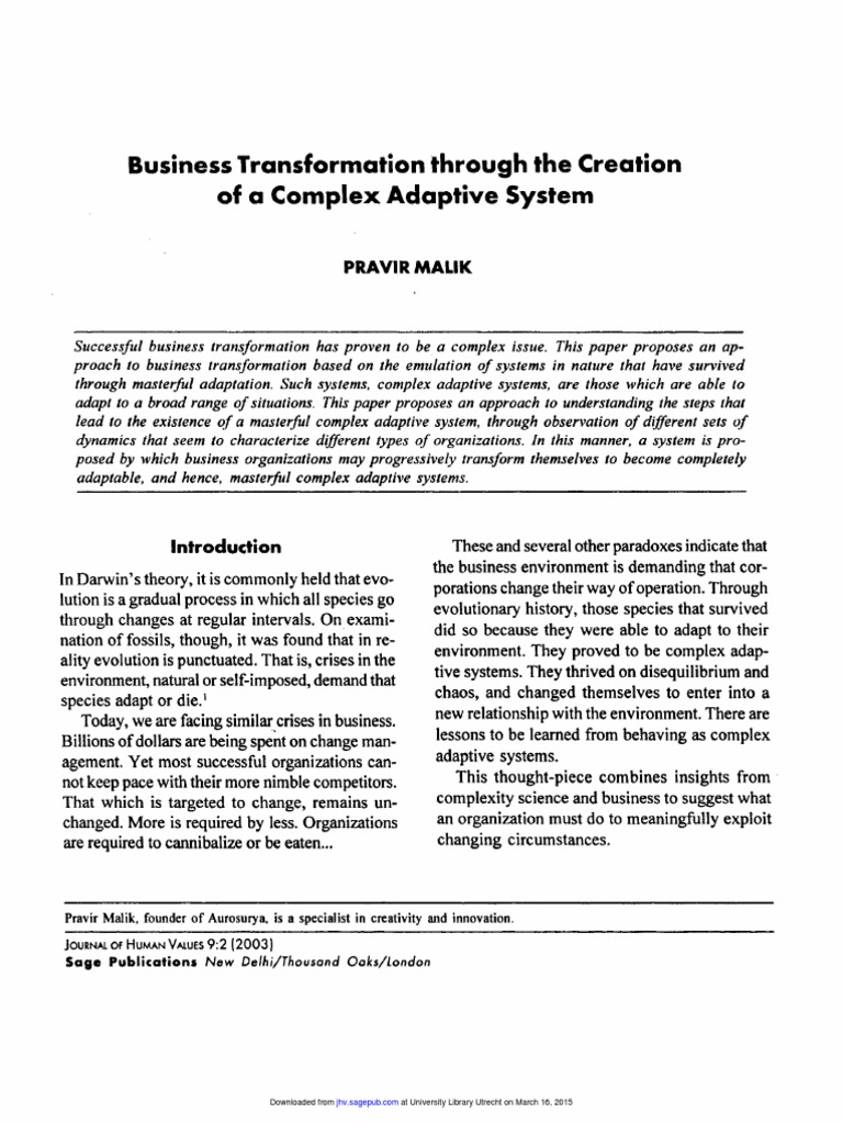 Transforming Business into Adaptive Systems | PDF | Evolution | Leadership