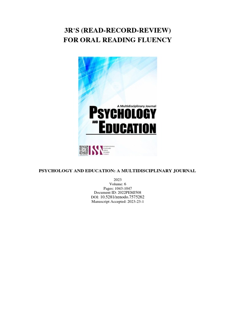 3R's (Read-Record-Review) For Oral Reading Fluency | PDF | Fluency | Reading Comprehension