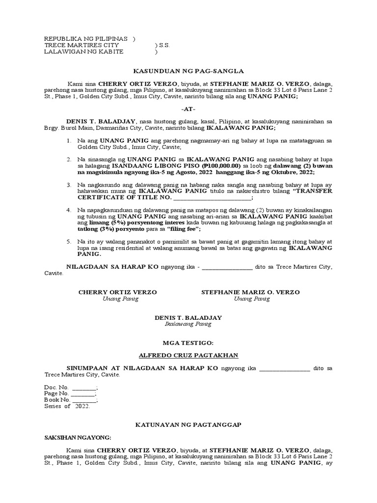 Kasunduan NG Pag-Sangla | PDF