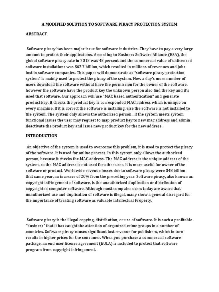 A Modified Solution To Software Piracy Protection System | PDF ...