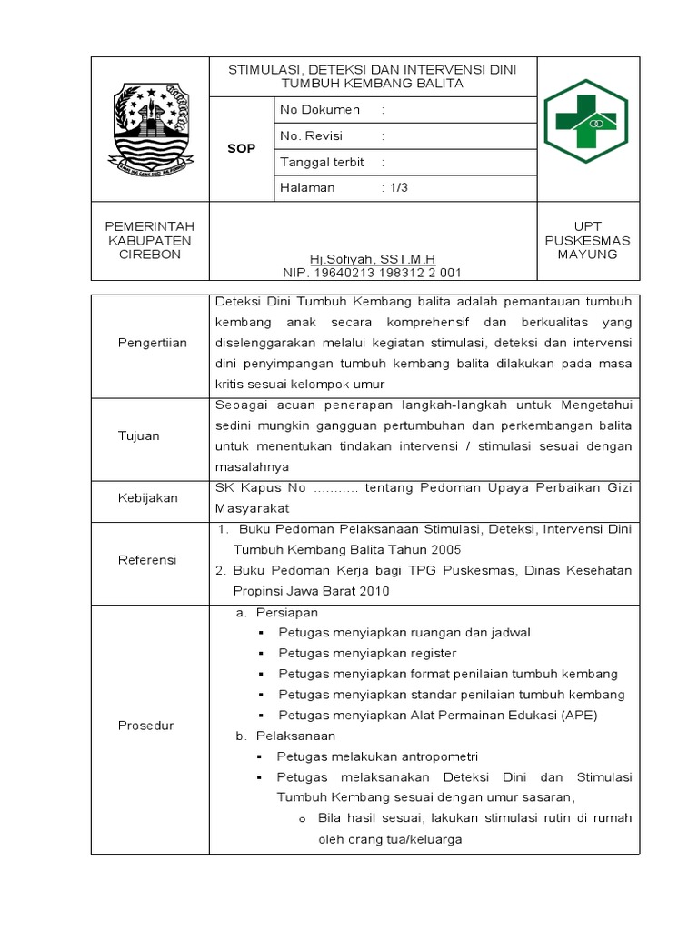 Sop Sdidtk | PDF | Pengembangan Diri | Kesehatan Holistik